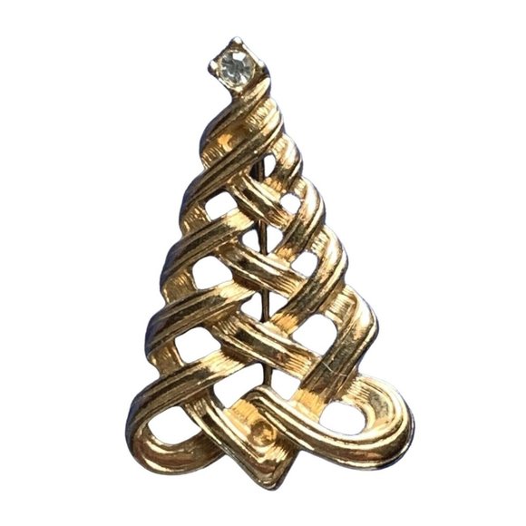 Avon | Jewelry | Vintage Avon Christmas Tree Pin Brooch Gold Tone ...